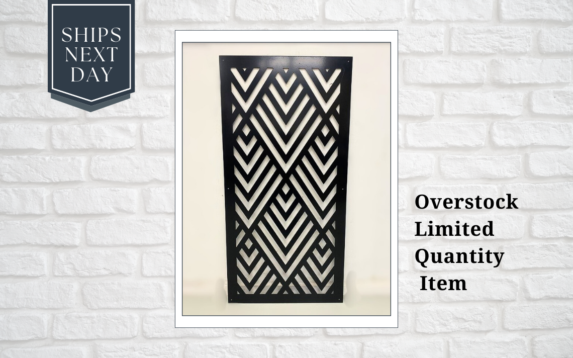 Triangle2-24" W x 48" H- Jet Black -SCUFFED-Metal Privacy Screen Decor ...